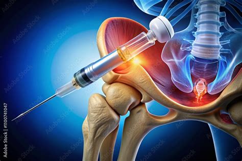 Product Photography Of Hip Joint Injections For Arthritis Treatment 3d Illustration Depicting