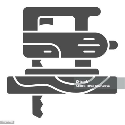 전기 손 직소 솔리드 아이콘 집 수리 개념 기계는 흰색 배경에 기호를 보았다 글리프 스타일의 강철 날카로운 블레이드 아이콘전기 프렛톱 벡터 그래픽 강철에 대한 스톡 벡터