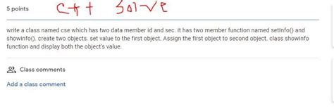 Solved 5 Points Ctt Solve Write A Class Named Cse Which Has