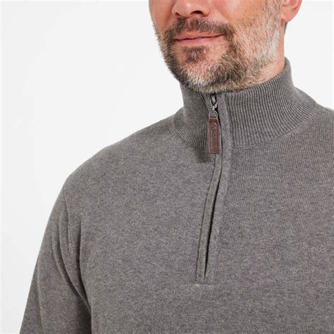 Schoffel Cotton Cashmere 14 Zip Jumper In Mole