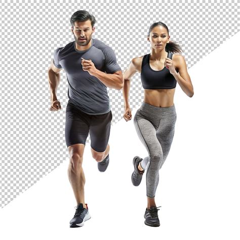 Premium PSD Man And Women Running On Transparent Background