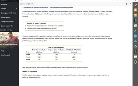 Solved 5 Correcting For Negative Externalities Regulation