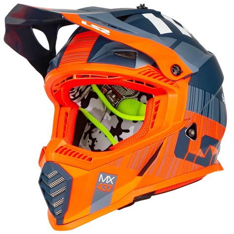 Ls2 Mx Helmet Mx 437 Fast Evo Xcode Matte Fluo Orange Blue Maciag