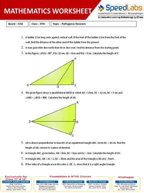 Pythagoras Theorem And Similar Shapes Important Qs 13 Icse09m Pythagoras Thereom W1 Pdf