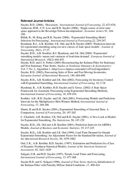 Pdf Lead Time Demand For Simple Exponential Smoothing An Adjustment