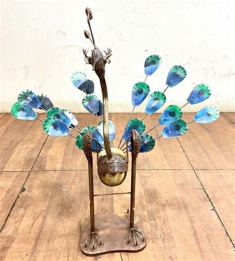 Lot Steel Swinging Peacock Yard Decor