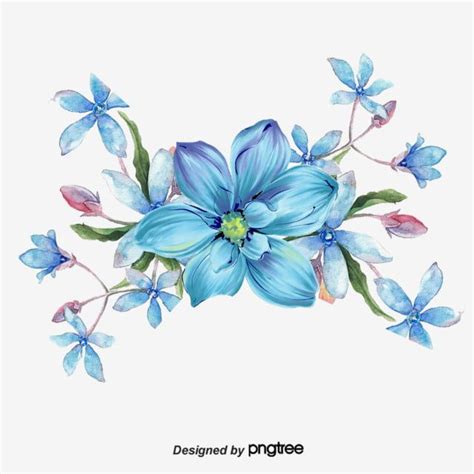 手描き ブルー グラデーション 花 イラストイラスト画像とPSDフリー素材透過の無料ダウンロード Pngtree 花 イラスト 花