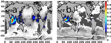 wave spectral correlations in the indian ocean showing the footprint
