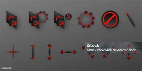 Futuristic Black And Red Gaming Mouse Cursor Ui Icons Set Stock Illustration Download Image