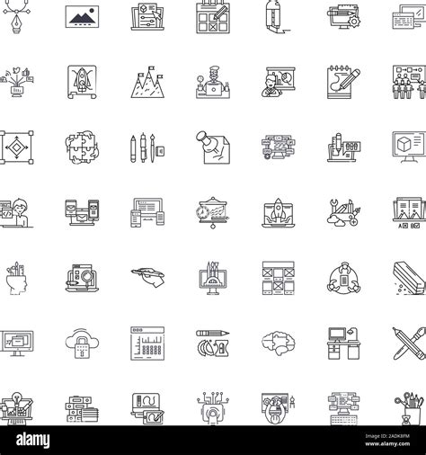 Design Process Line Icons Signs Symbols Vector Linear Illustration Set Stock Vector Image