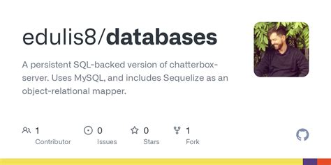 GitHub Edulis Databases A Persistent SQL Backed Version Of Chatterbox Server Uses MySQL
