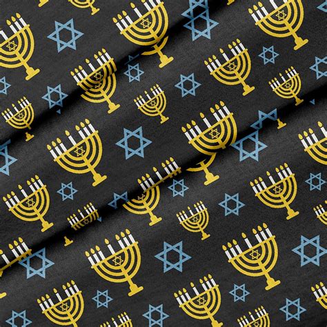 Hanukkah Menorah Religious Theme Fabric Premium Quality Fabric For