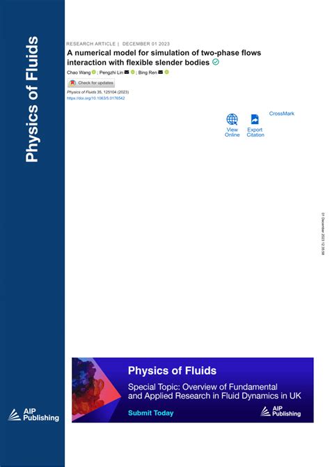 Pdf A Numerical Model For Simulation Of Two Phase Flows Interaction With Flexible Slender Bodies