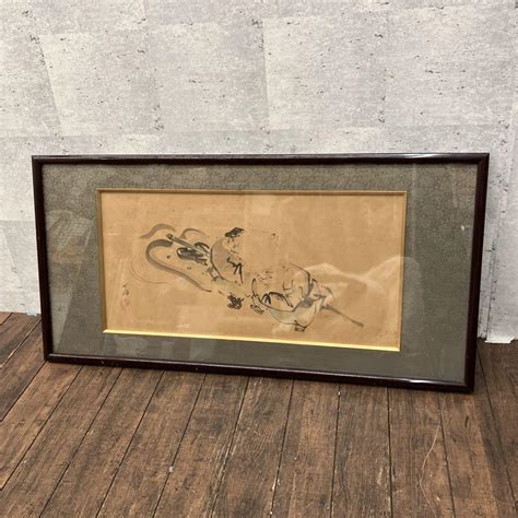 昭和レトロ 日本画 七福神 大黒天 恵比寿 水墨画 アート インテリア メルカリ