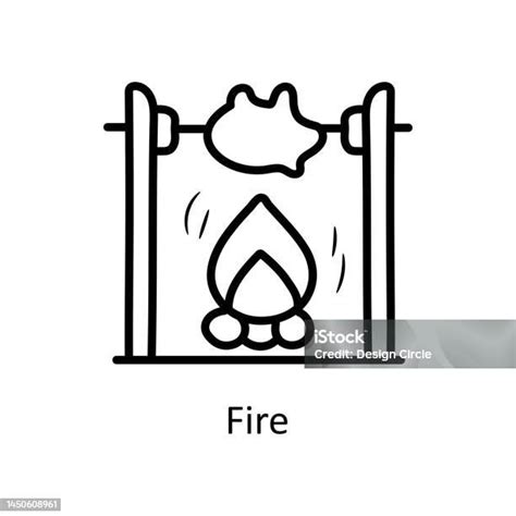 화재 벡터 개요 아이콘 디자인 그림입니다 흰색 배경에 중세 기호 Eps 10 파일 가연성에 대한 스톡 벡터 아트 및 기타 이미지 가연성 경고 기호 모닥불 Istock