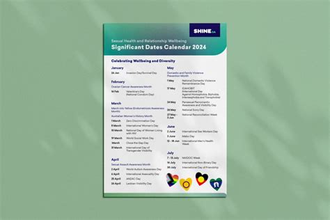 Sexual Health Significant Dates Calendar SHINE SA