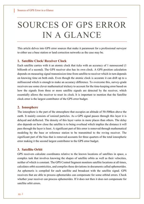 Sources Of Gps Errors In A Glance 2016 Pdf