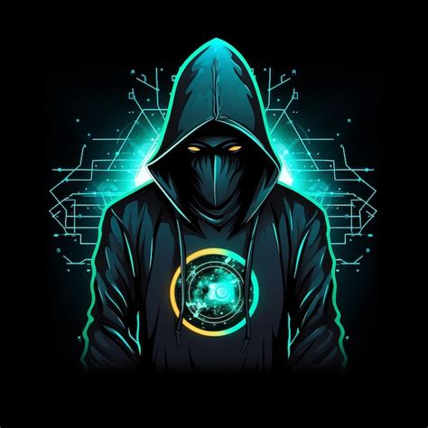 Premium Photo Hooded Hacker Logo Mascot