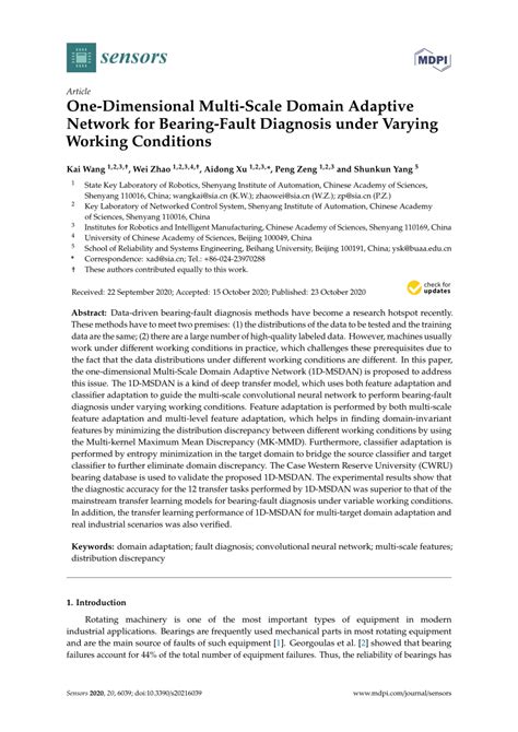 Pdf One Dimensional Multi Scale Domain Adaptive Network For Bearing