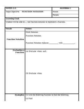 Evaluating Functions Notes Practice Quiz By Helena Lizama TPT
