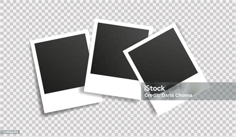 투명한 배경에 그림자가 있는 3개의 사진 프레임 모형 벡터 즉석 인화 전송에 대한 스톡 벡터 아트 및 기타 이미지 즉석 인화 전송 즉석카메라 액자 Istock