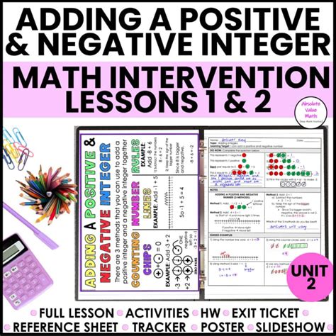 Adding A Positive And Negative Integer Worksheet Activities Math