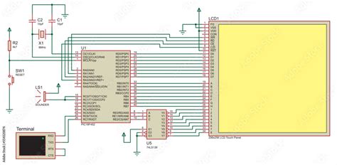 Vector Electrical Schematic Diagram Of The Graphic Lcd Touch Panel