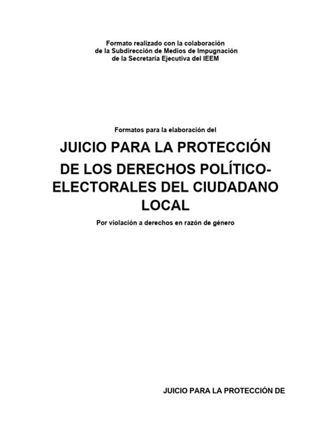 Juicio Para La Proteccion De Los D P E De Ciudadnos Locales Pdf