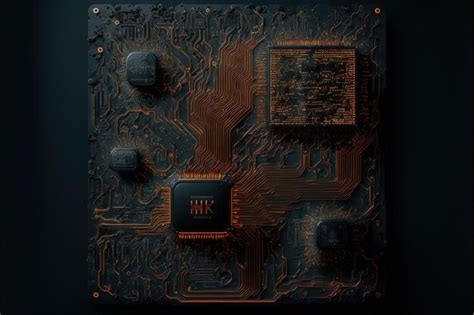 Premium Photo Processor Cpu Or Gpu Microchip On Dark Mother Board