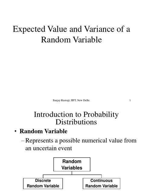 Expected Value And Variance Of A Random Variable Sanjay Rastogi Iift