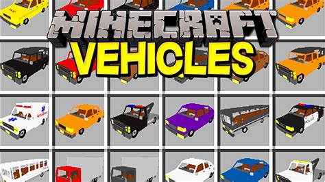 Minecraft Vehicles Mod 100 New Cars Trucks Police Cars And More Modded Mini Game Youtube