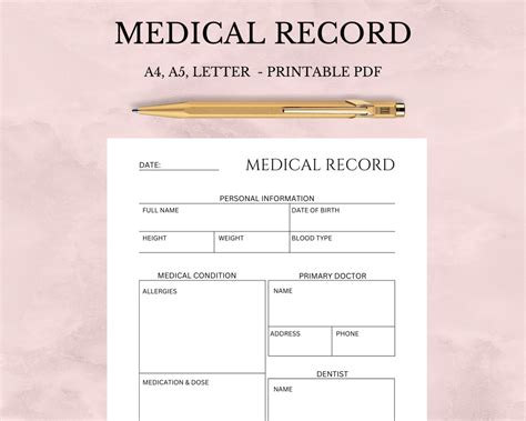 Medical Record Printable And Editable Emergency Information Hospital