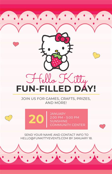 Free Hello Kitty Poster Templates Editable And Printable