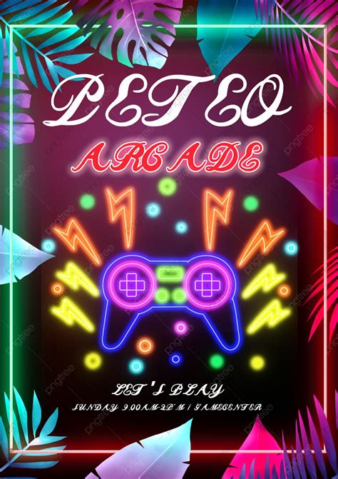 네온 효율 게임 대기열 크리 에이 티브 포스터 템플릿 Psd 다운로드 디자인 자료 다운로드