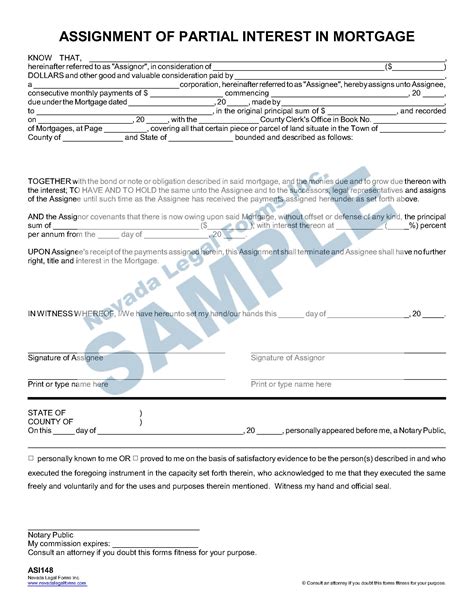 Assignment Of Partial Interest In Mortgage Nevada Legal Forms And Services