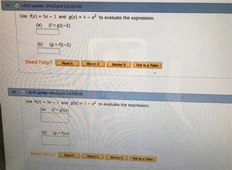 solved use f x 5x 2 and g x 4 x 2 to evaluate the