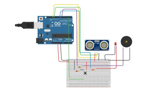 Circuit Design New Distance Sensor With Buzzer Alarm Tinkercad