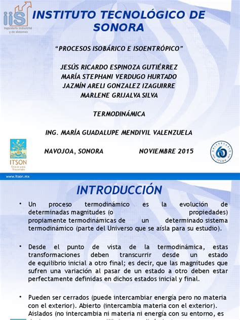 Procesos Isobárico E Isoentrópico