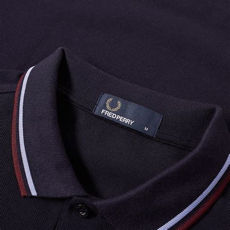 Fred Perry Slim Fit Twin Tipped Polo Navy Light Smoke And Bramble End