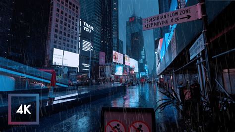 Walking In The Rain Times Square New York Rainy Morning Walk