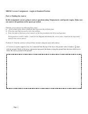MHF U Lesson Assignment Docx Revised Pdf MHF U Lesson Assignment Angles In Standard