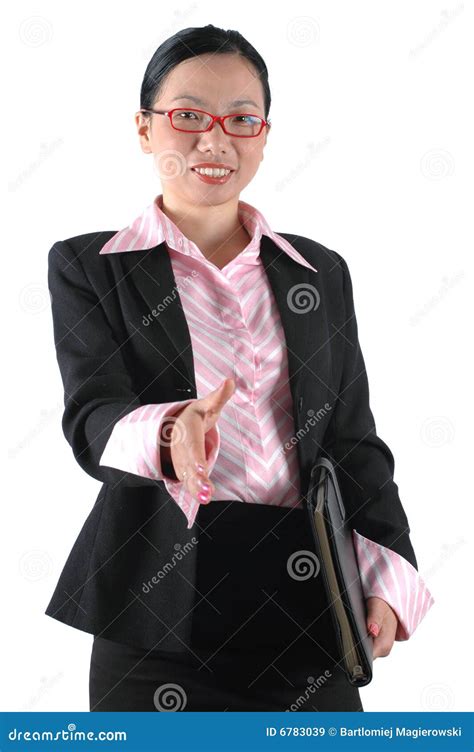 Chinese Office Lady Shaking Hands Stock Image Image Of Meeting