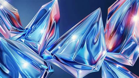Abstract Composition Of Crystalline Shapes Reflecting Light In Vibrant Colors Stock Illustration