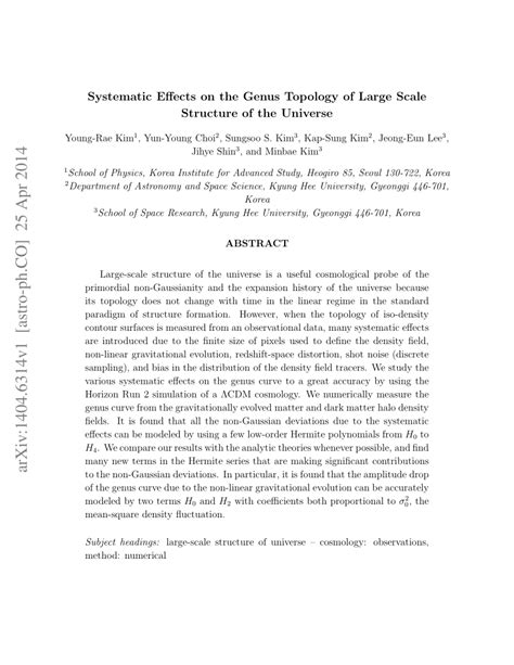 Pdf Systematic Effects On The Genus Topology Of The Large Scale