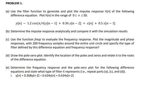 PROBLEM A Use The Filter Function To Generate Chegg Com