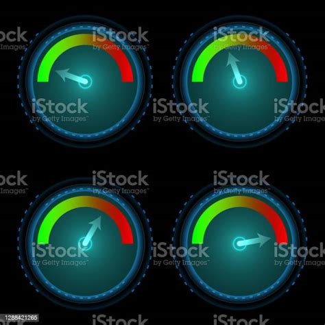 속도 성능 게이지 세트 지표와 타코스터 화살표로 색상을 조정합니다 속도계 아이콘 성능 측정 검은색 격리 된 배경에 스톡 벡터 그림 0명에 대한 스톡 벡터 아트 및 기타