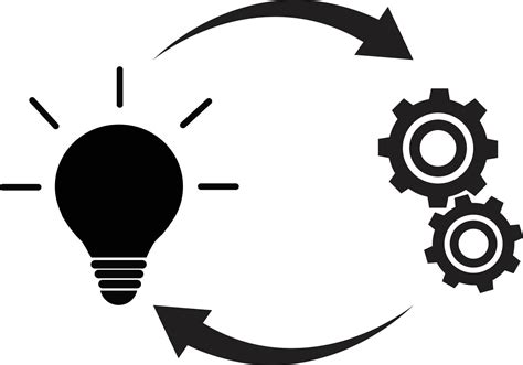 Implementation Icon On White Background Light Bulb With Gear And Circulating Arrows Cycle