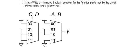 Solved 4 ﻿pts ﻿write A Minimized Boolean Equation For The