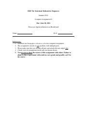 IME724 S21 Computer Assignment 1 Pdf IME 724 Statistical Methods For