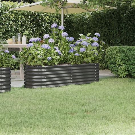 Vidaxl Garden Raised Bed Powder Coated Steel 59 8x15 7x14 2 Anthracite
